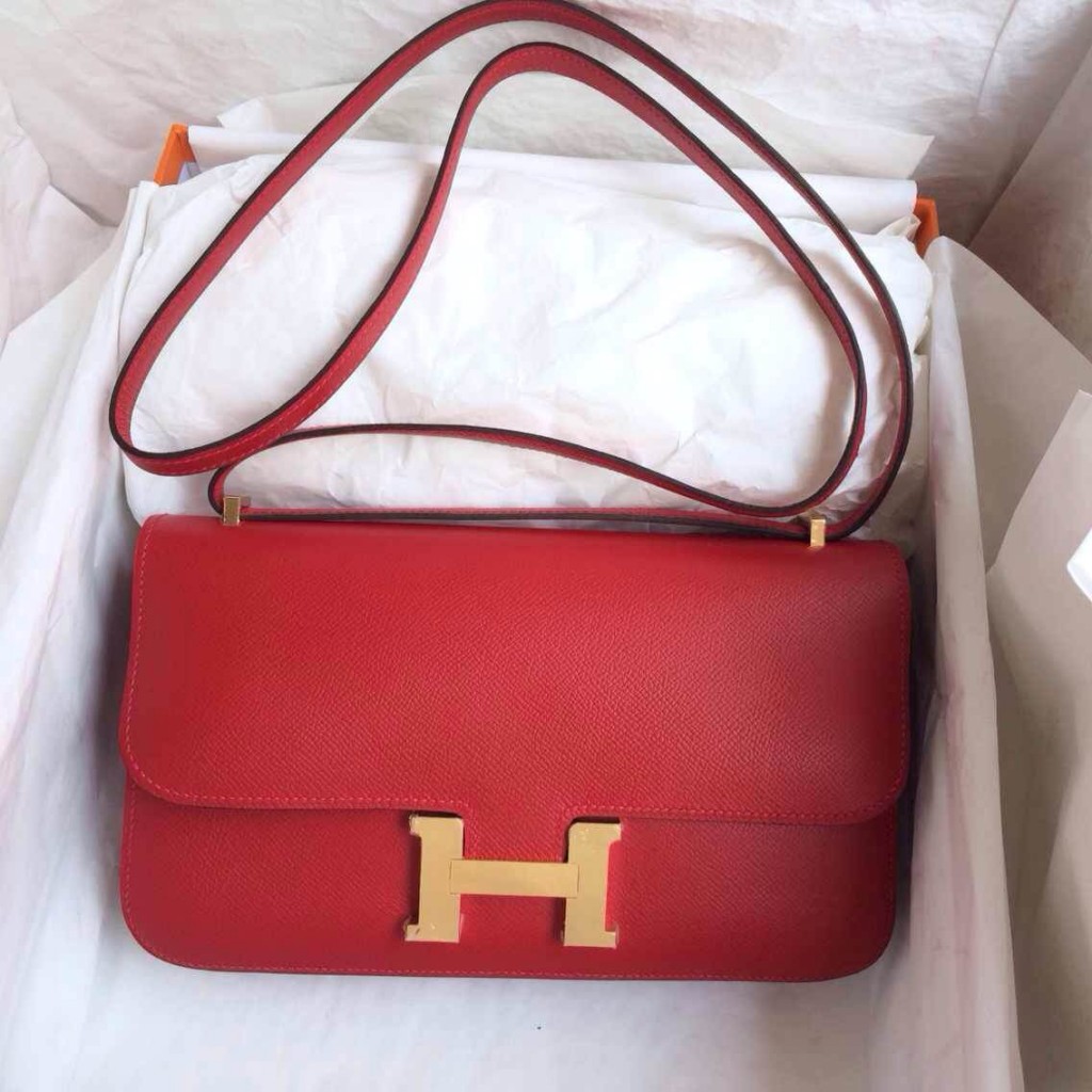 Hermes Constance Bag 26cm Q5 Candy Red Epsom Leather Silver/Gold ...