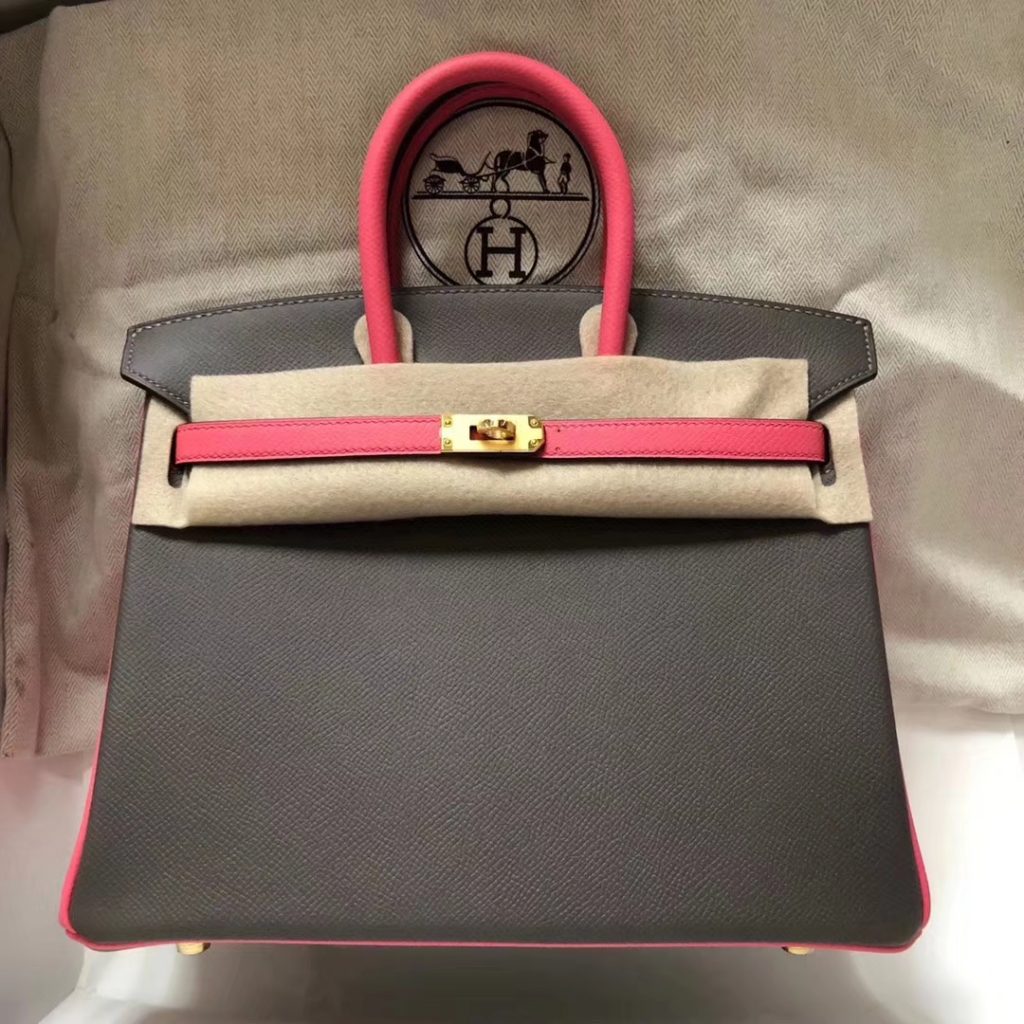 Pretty Hermes Birkin Bag30CM in 8F Etain Grey/8W Rose Azalee Epsom Calf ...