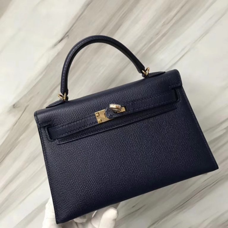 Elegant Hermes 7K Blue Saphir Epsom Calf Minikelly-2 Clutch Bag Tote ...
