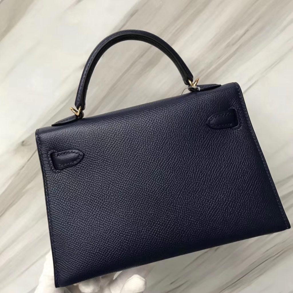 Elegant Hermes 7K Blue Saphir Epsom Calf Minikelly-2 Clutch Bag Tote ...