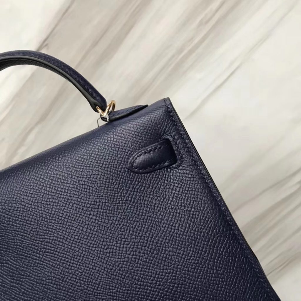 Elegant Hermes 7K Blue Saphir Epsom Calf Minikelly-2 Clutch Bag Tote ...