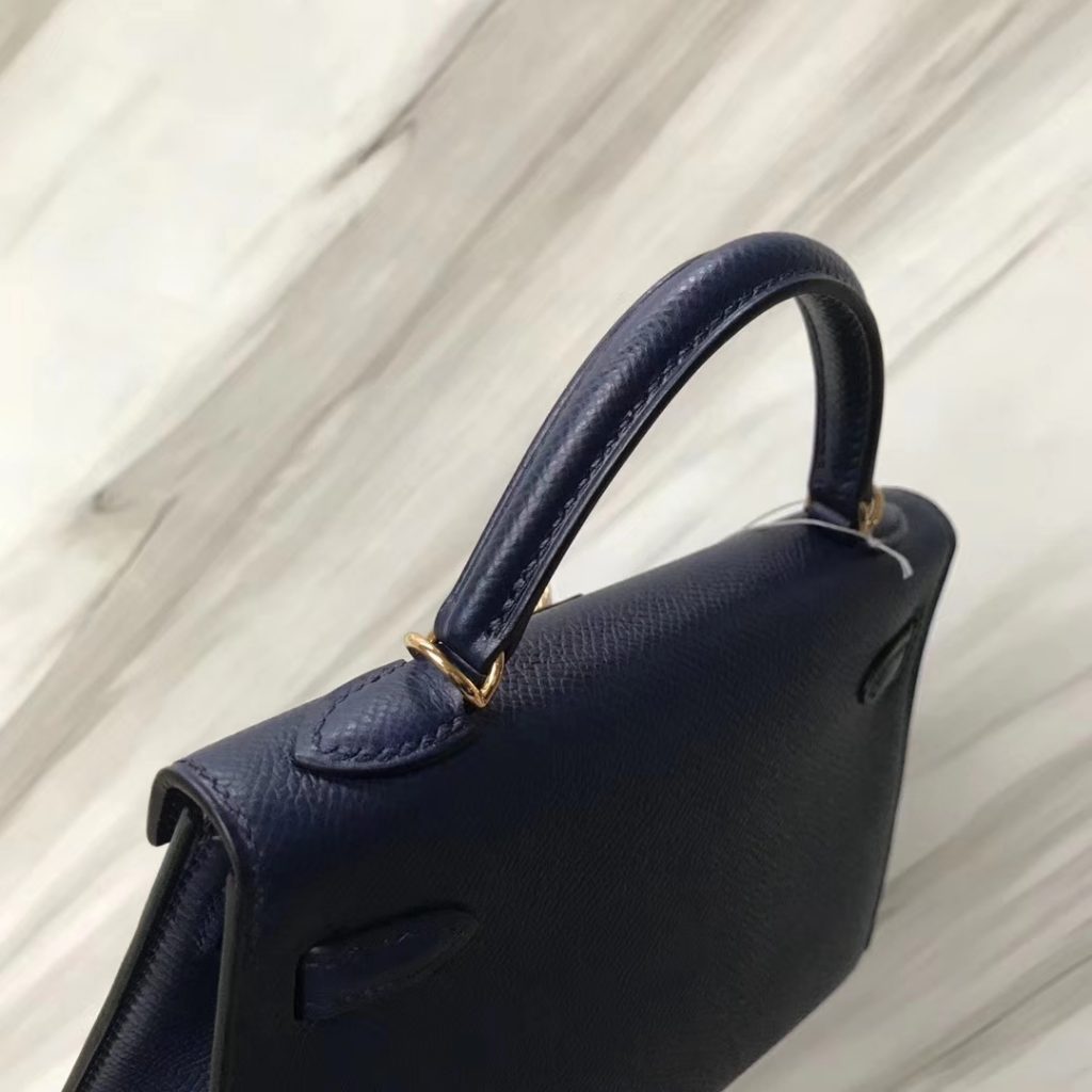 Elegant Hermes 7K Blue Saphir Epsom Calf Minikelly-2 Clutch Bag Tote ...