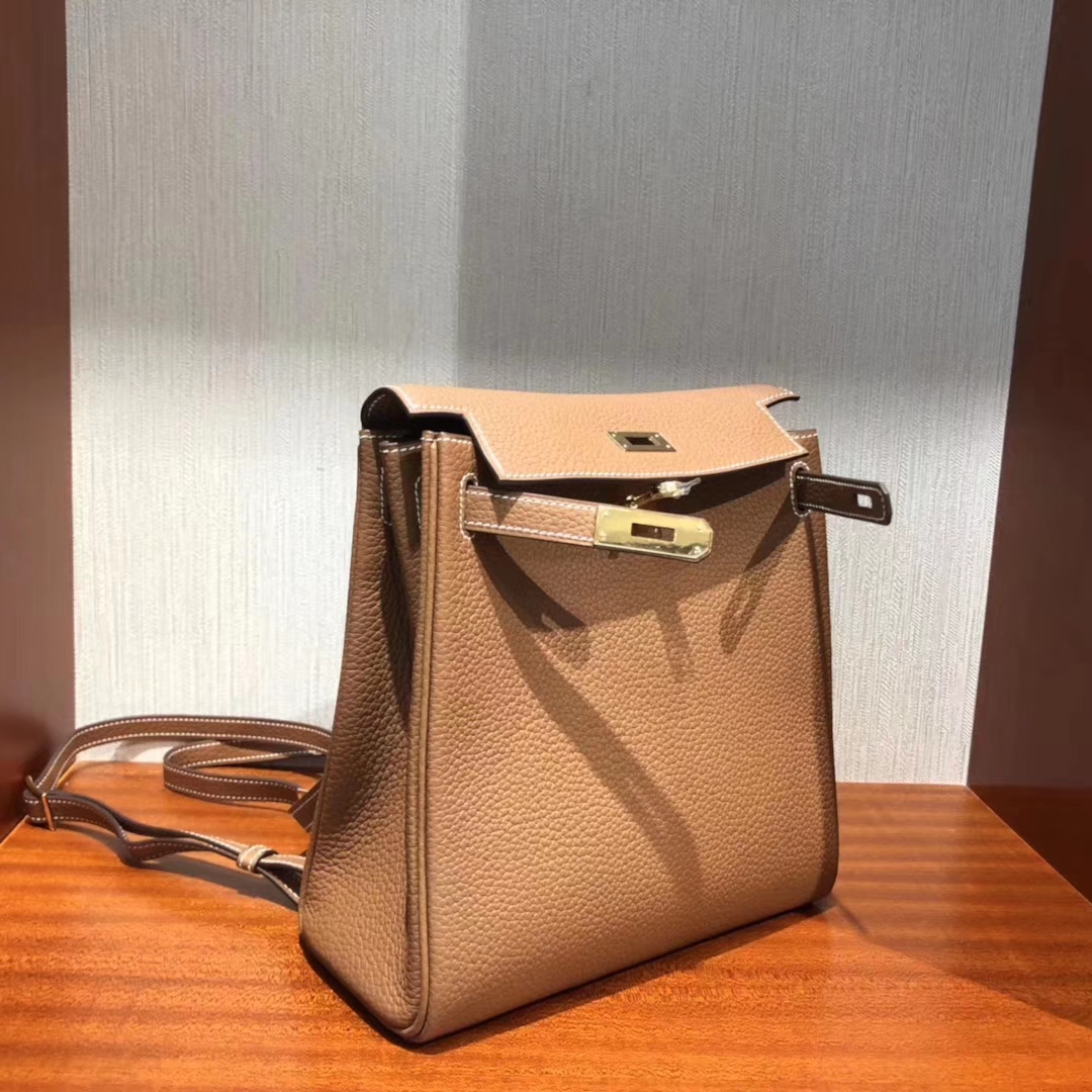 Stock Hermes Clemence Leather Kelly Ado 22CM Backpack Shoulder Bag in ...