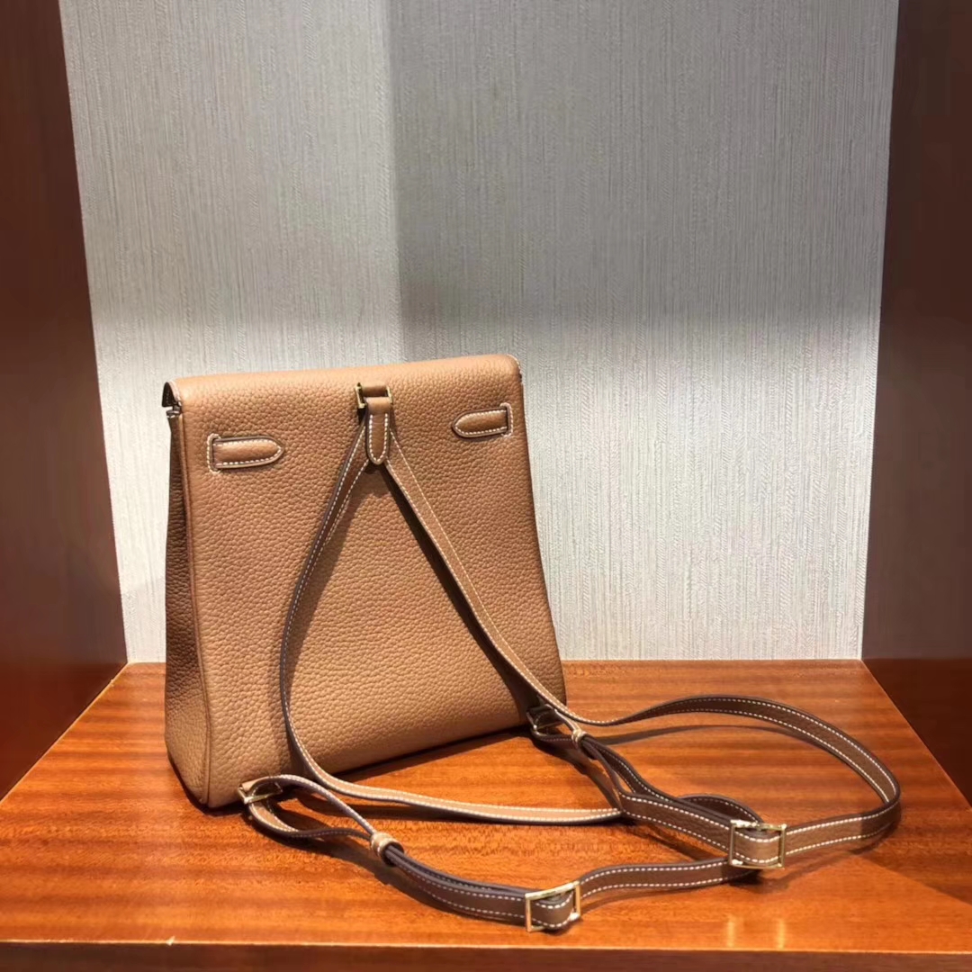 Stock Hermes Clemence Leather Kelly Ado 22CM Backpack Shoulder Bag in ...